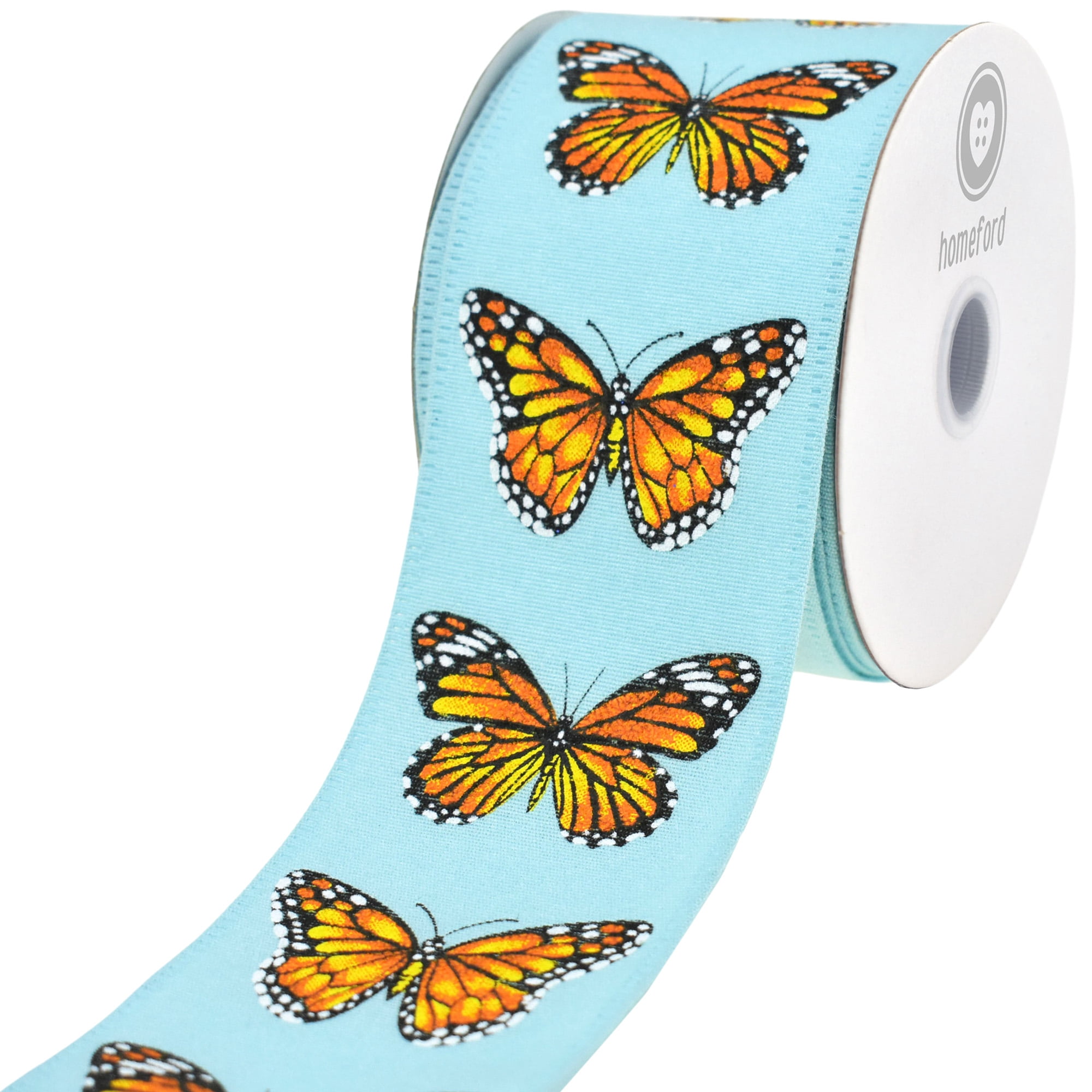 HOMEFORD Spring Monarch Butterfly Faux Linen Wired Ribbon, 2-1/2-inch ...