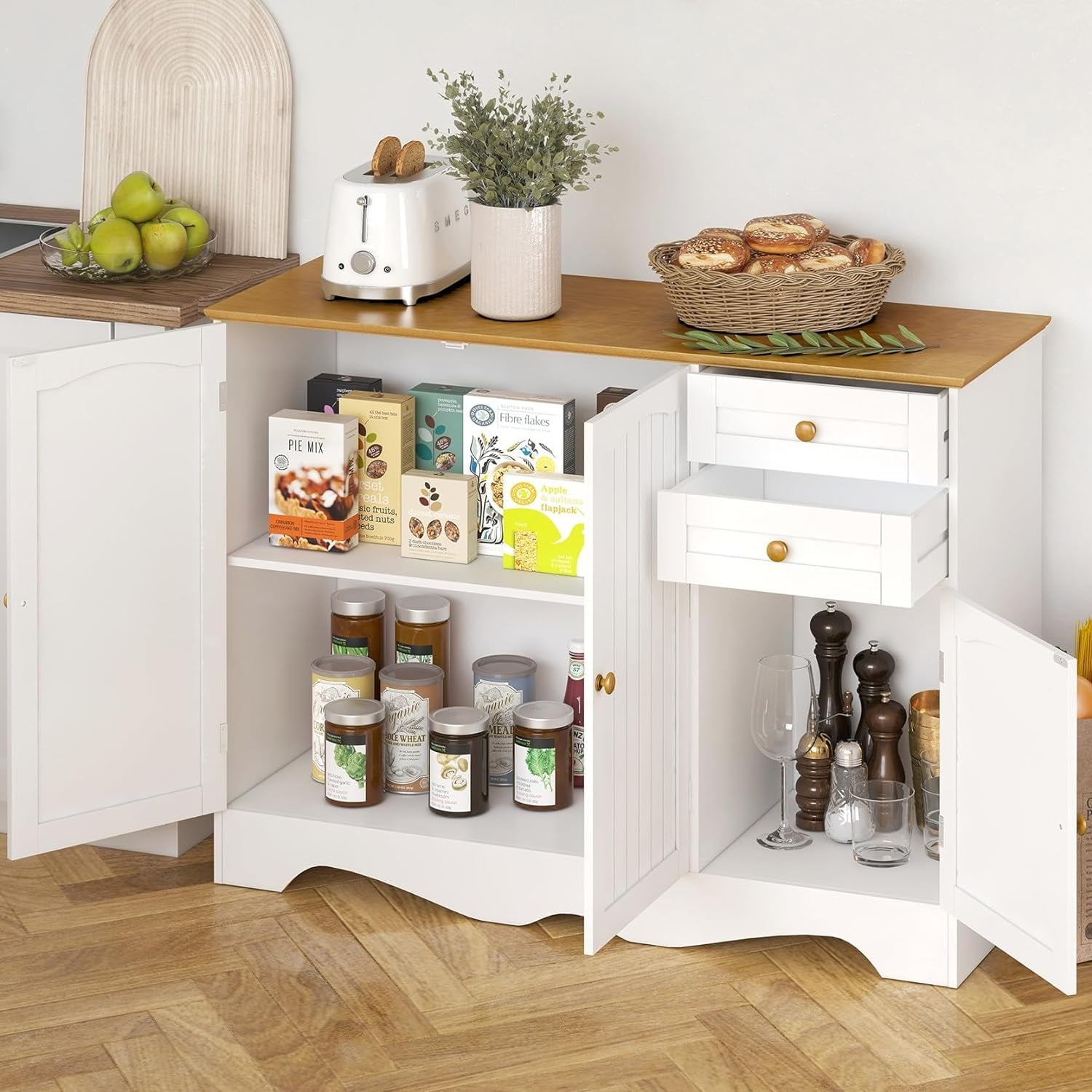 HOMEFORT 43.7" Kitchen Buffet Cabinet, Buffet Sideboard, Bar sideboard ...