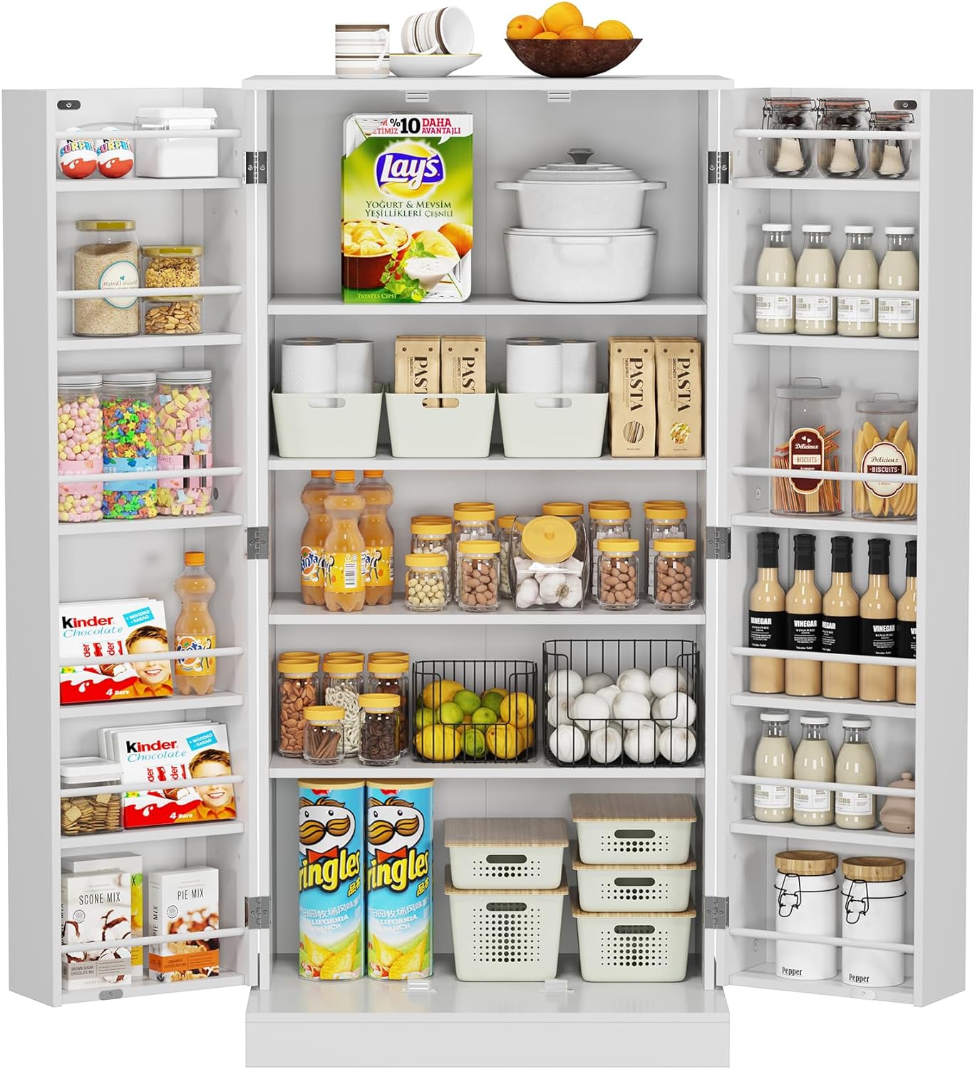 Pantry Cabinet Lofka 47" Kitchen Pantry Storage Cabinet with 2 Drawers ...