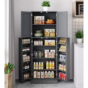 Tolead Wood Kitchen Pantry Storage Cabinet with Doors and Shelves ...