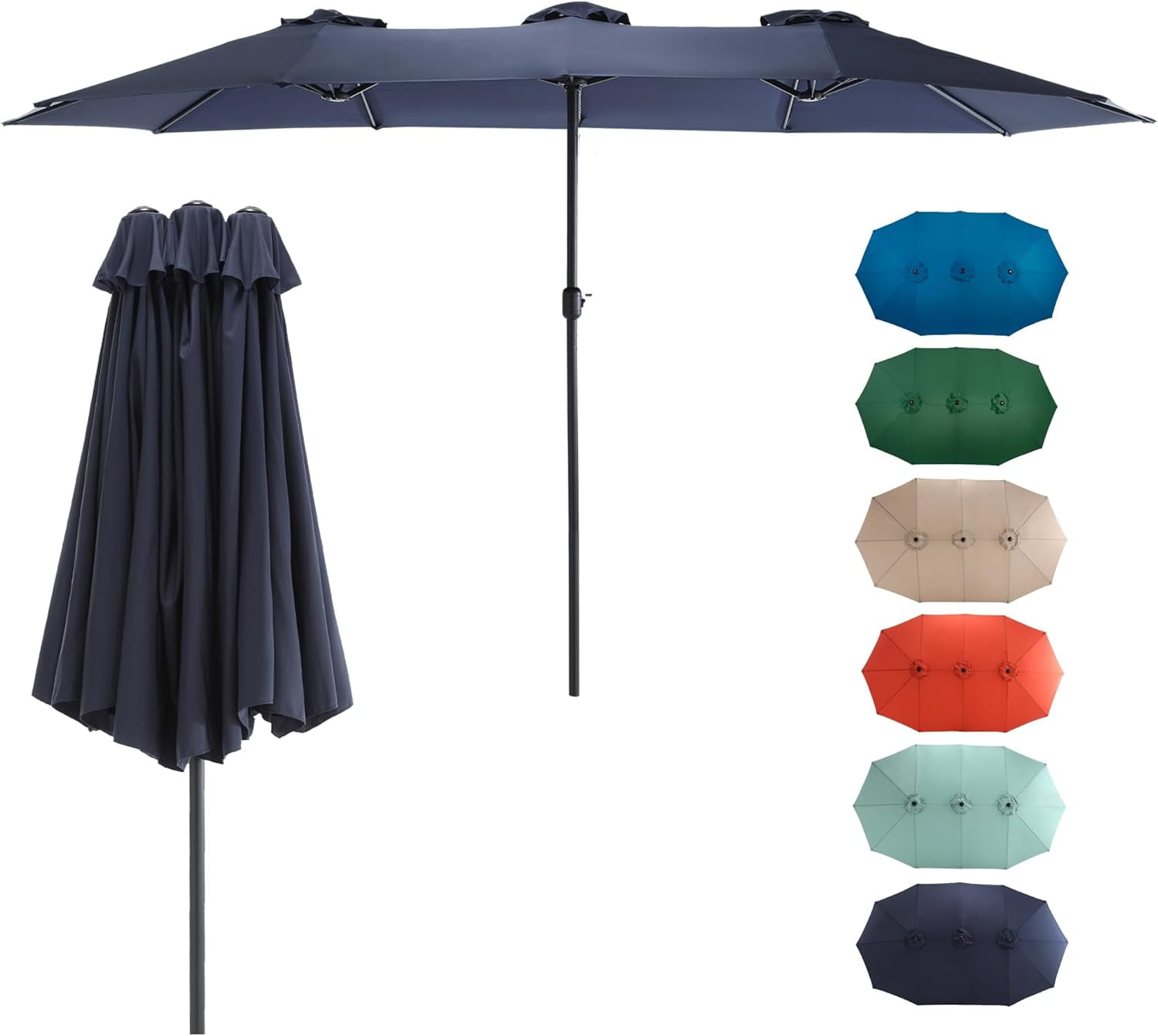 HOMEFUN 14.8FT Patio Umbrella, Double-Sided Rectangle Outdoor Umbrella ...
