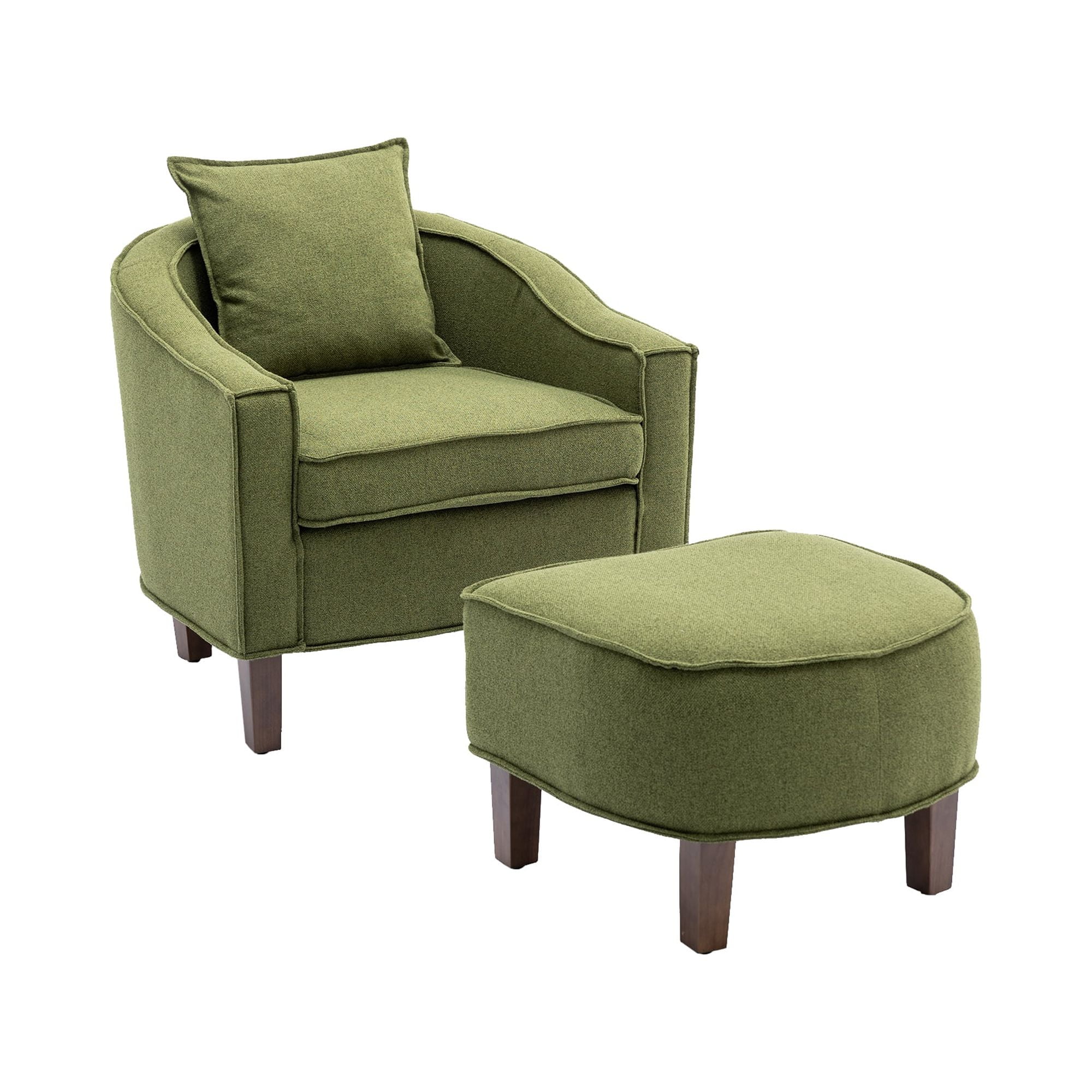 HOMEFUN Accent Chair with Ottoman, Mid Century Modern Barrel Chair ...