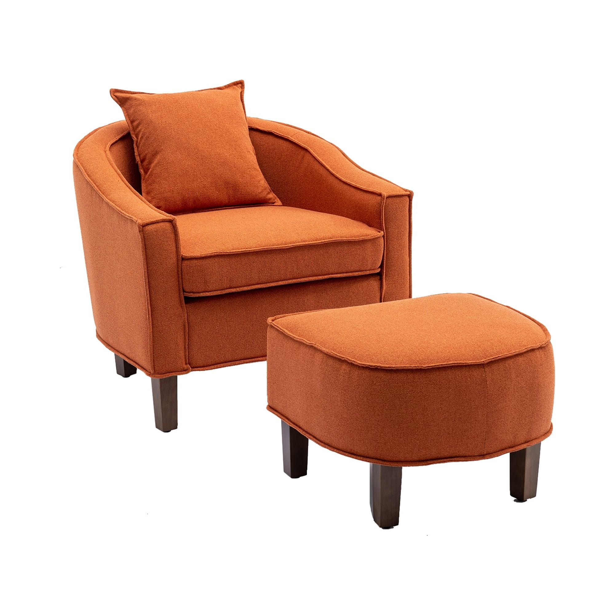 HOMEFUN Accent Chair with Ottoman, Mid Century Modern Barrel Chair ...