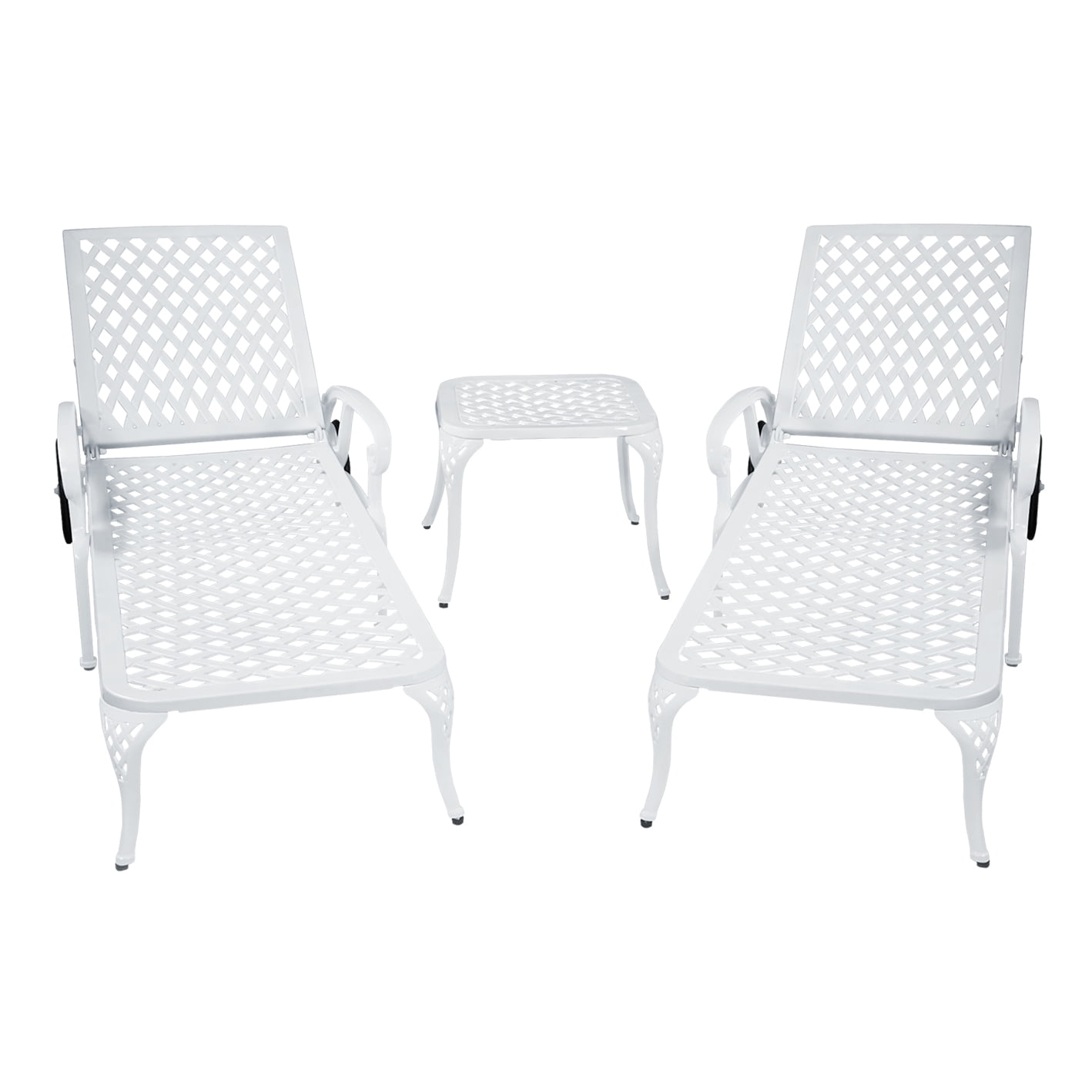 HOMEFUN Chaise Lounge Outdoor, Cast Aluminum Lounge Chairs Set of 2 for ...