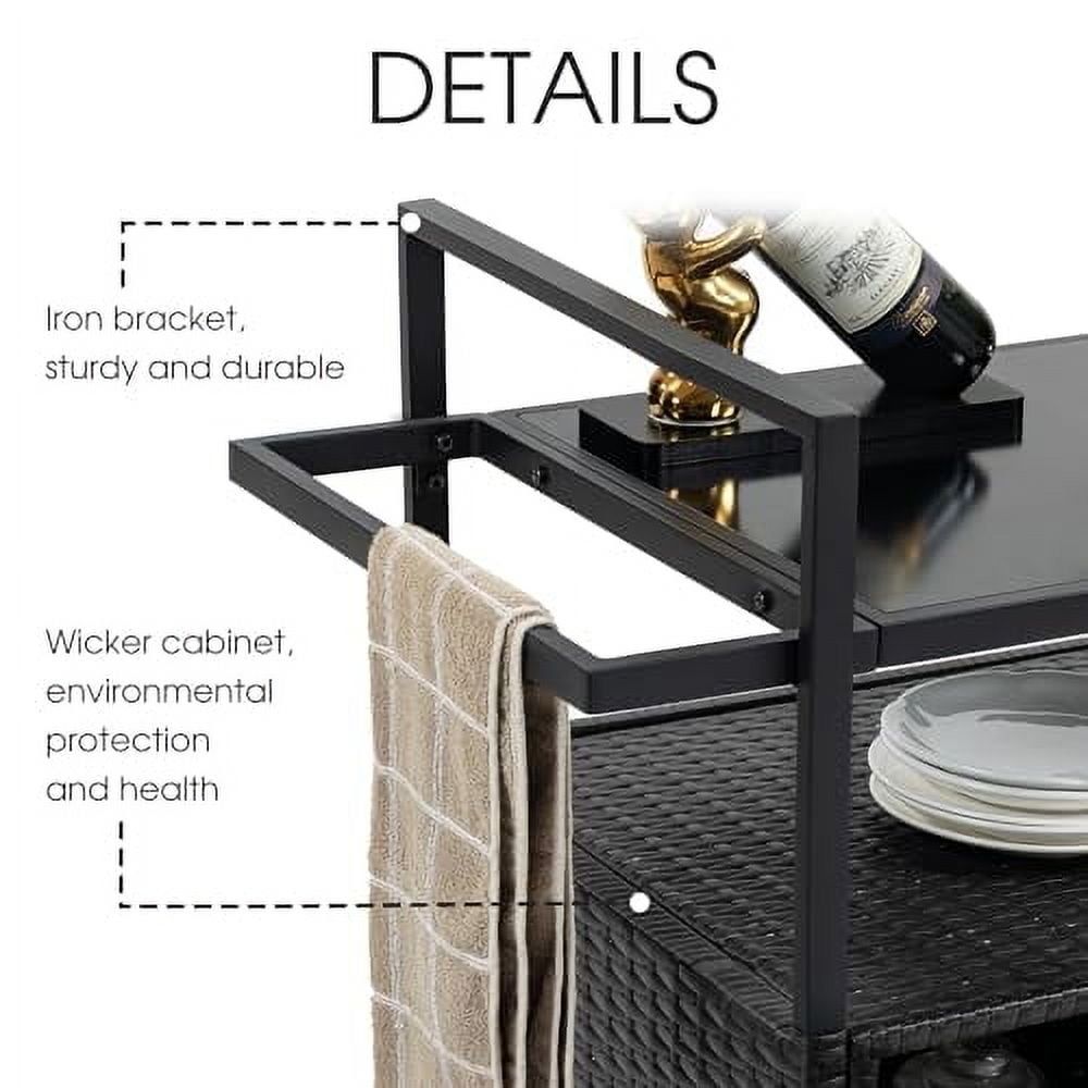 HOMEFUN Outdoor Bar Cart Table - Patio Console Storage Cabinet BBQ ...