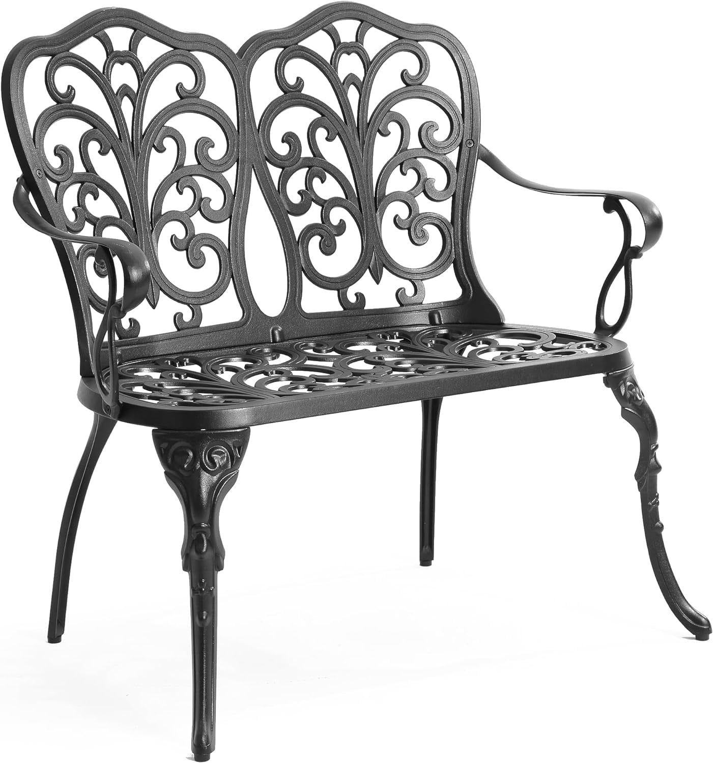 HOMEFUN Outdoor Bench, Patio Garden Benches Metal Loveseat Cast ...