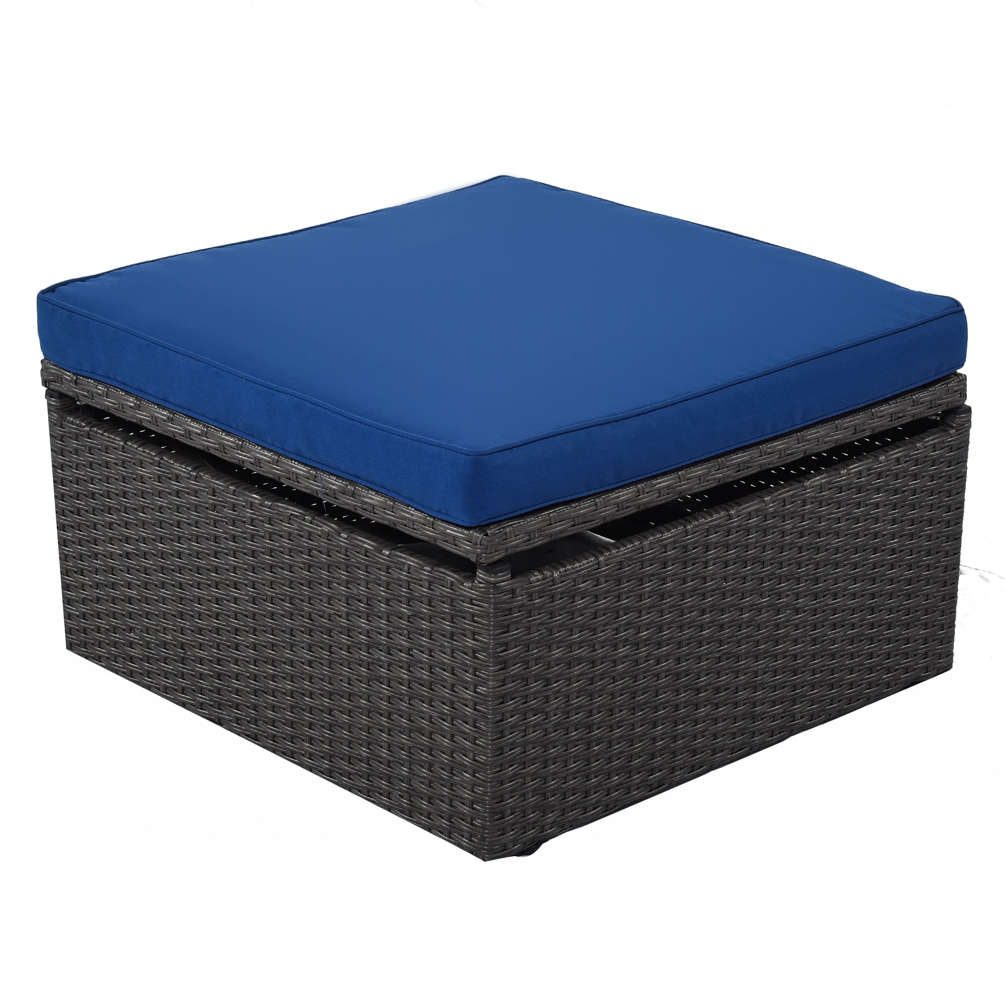 HOMEFUN Outdoor Rattan Wicker Patio Rectangle Daybed with Retractable ...