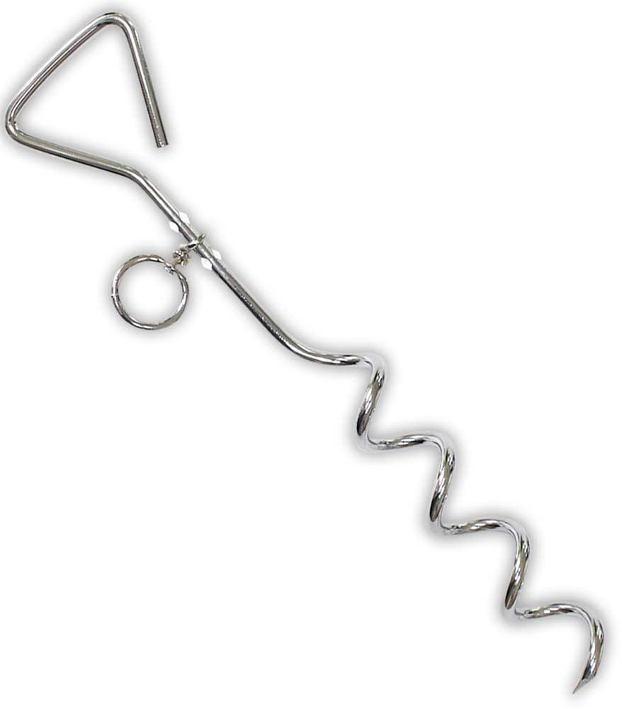 HOMEGARDEN 16" (40.6 cm) Chrome Finish Corkscrew Pet Anchor Stake ...