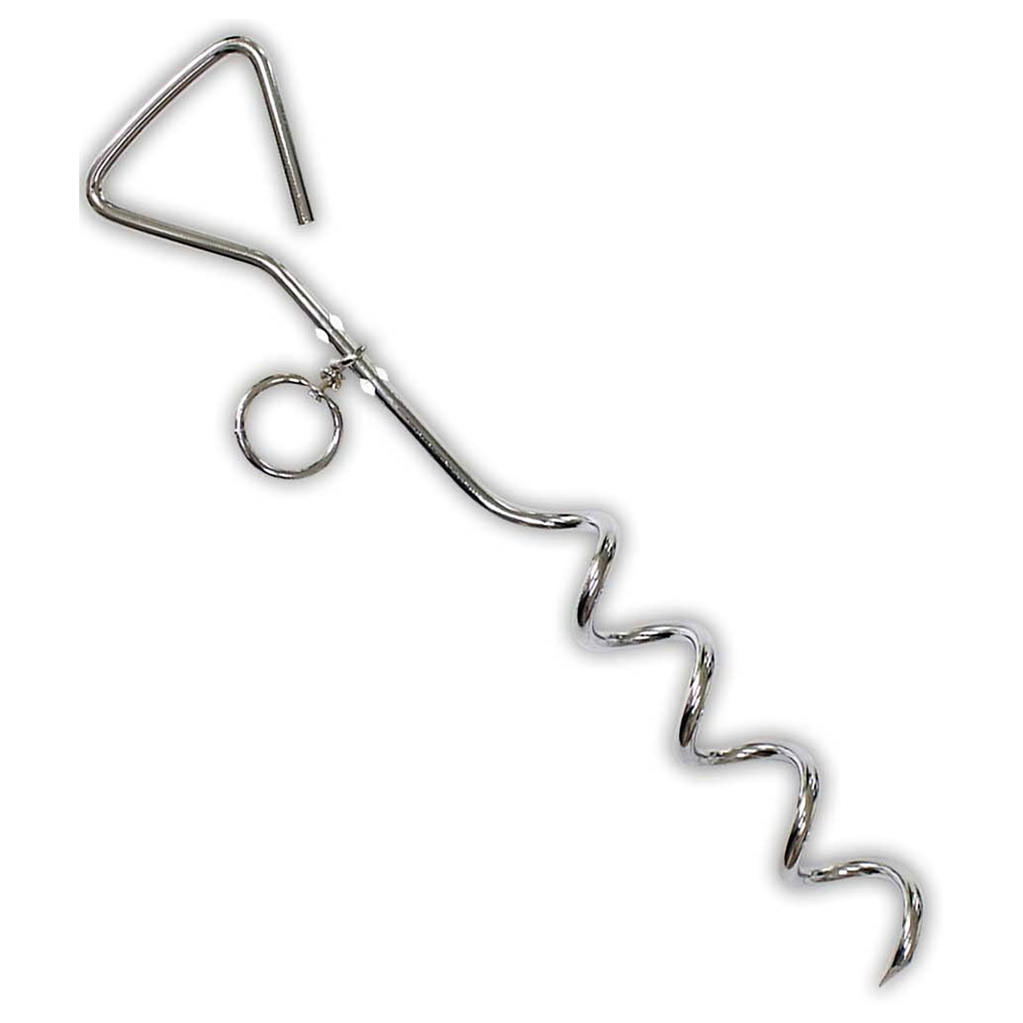 HOMEGARDEN 16" (40.6 cm) Chrome Finish Corkscrew Pet Anchor Stake ...