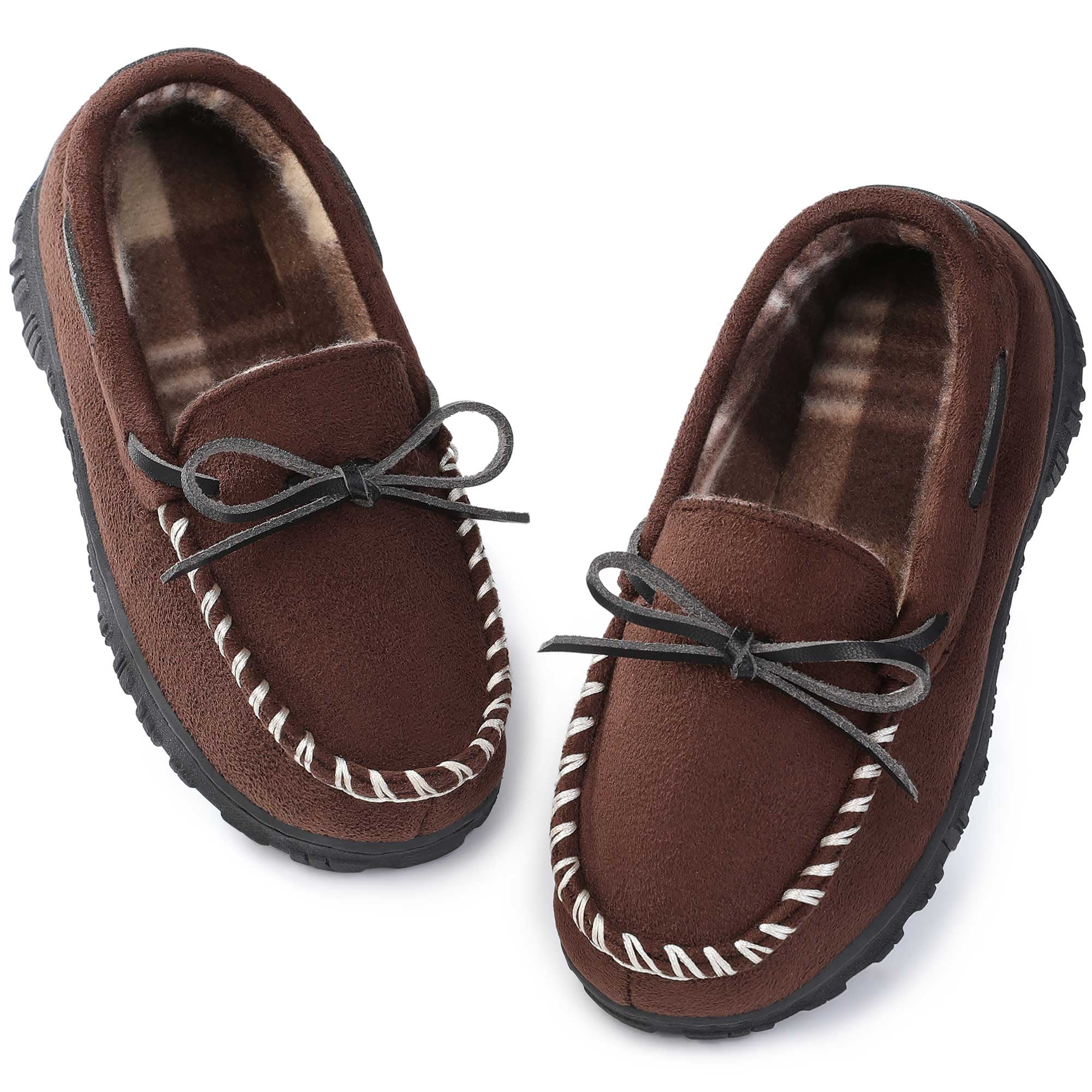 HOMEHOT Boys Moccasin Slippers, Memory Foam, Non-slip, Indoor/Outdoor ...