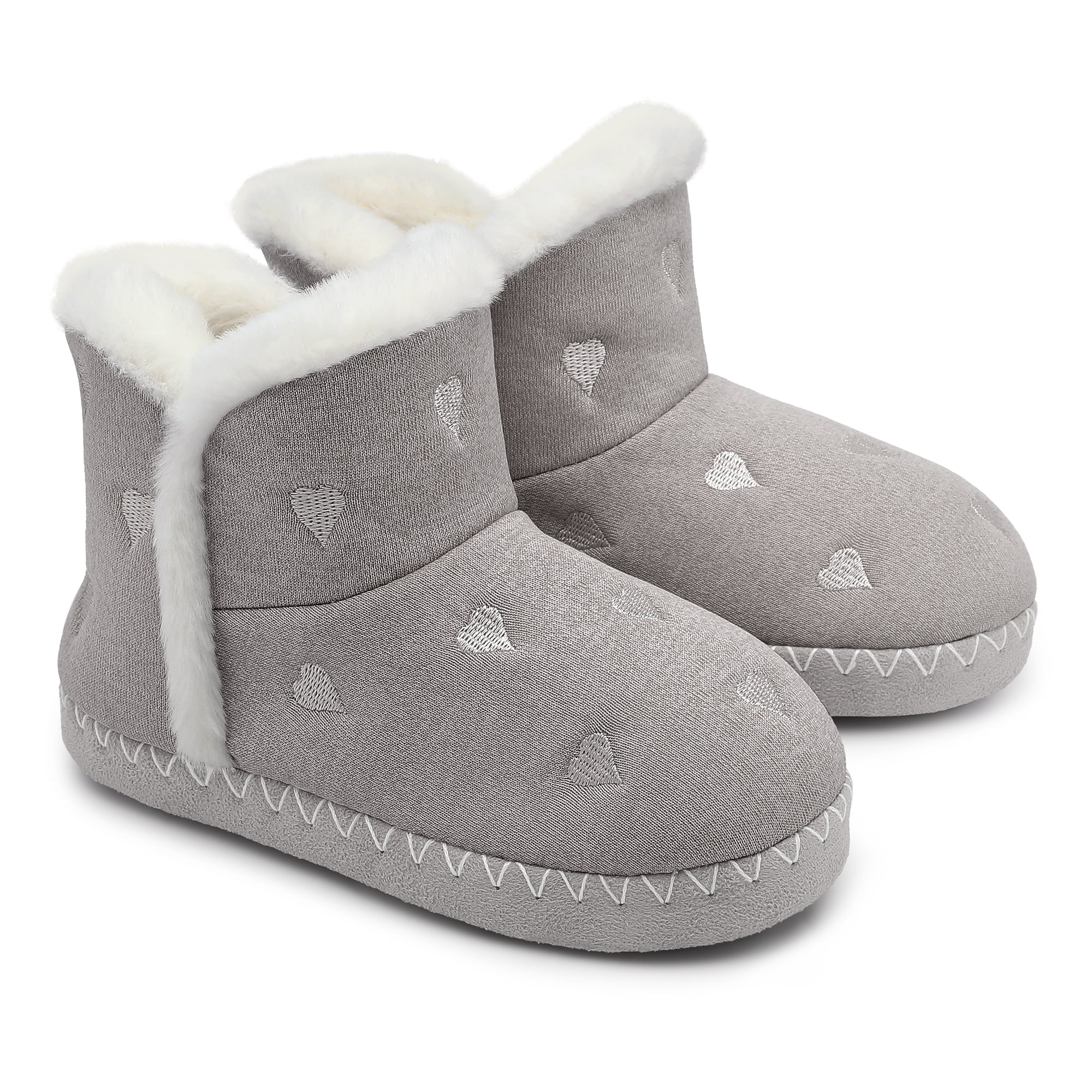 HOMEHOT Girls Bootie Slippers Warm Fuzzy Non Slip House Shoes Slip on ...
