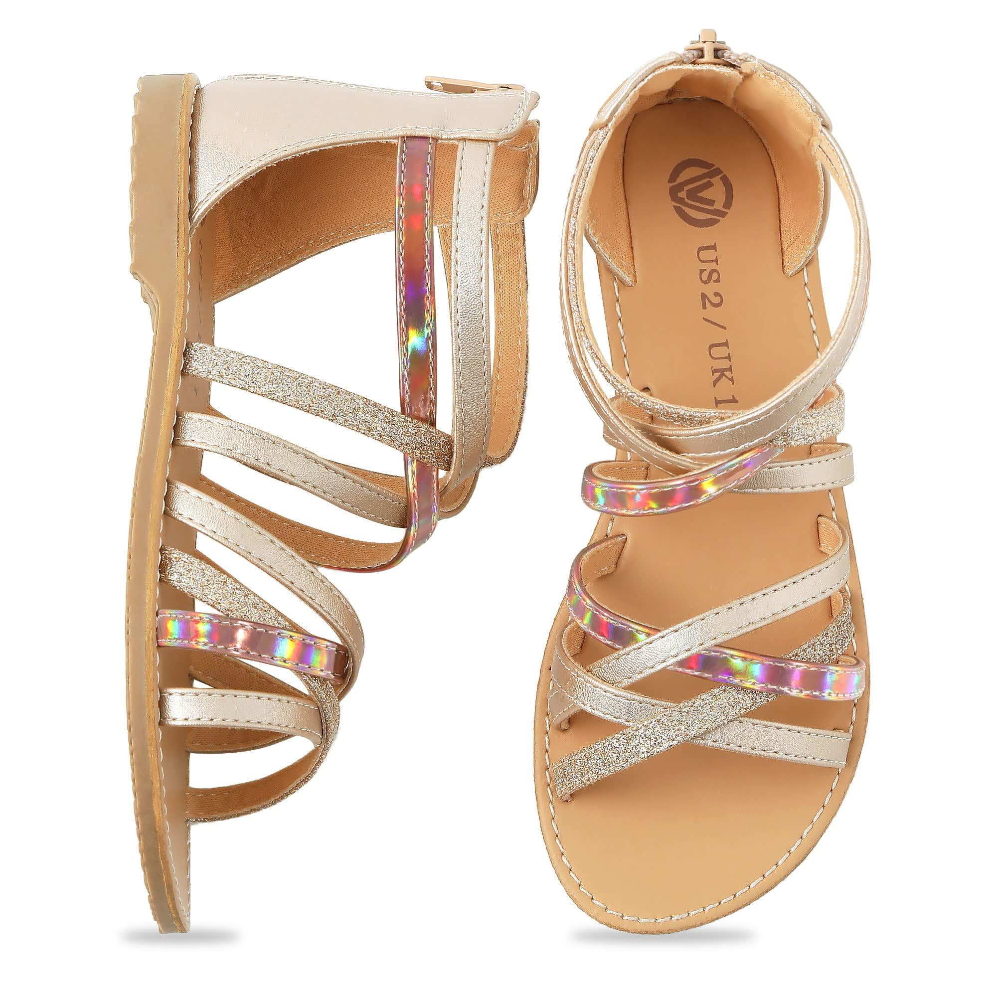 HOMEHOT Girls Sandals Girls Gladiator Sandals Open Toe Breathable ...