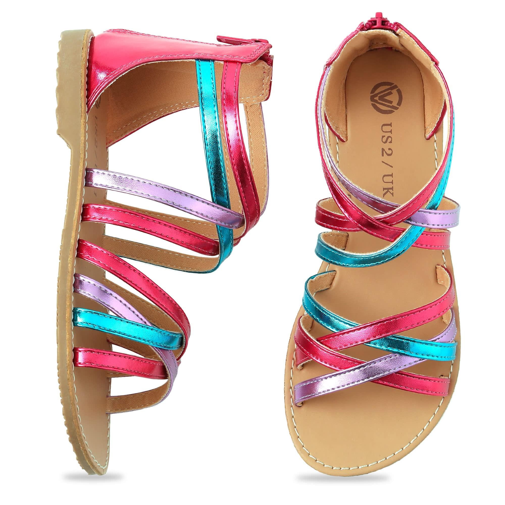 HOMEHOT Girls Sandals Girls Gladiator Sandals Open Toe Breathable ...