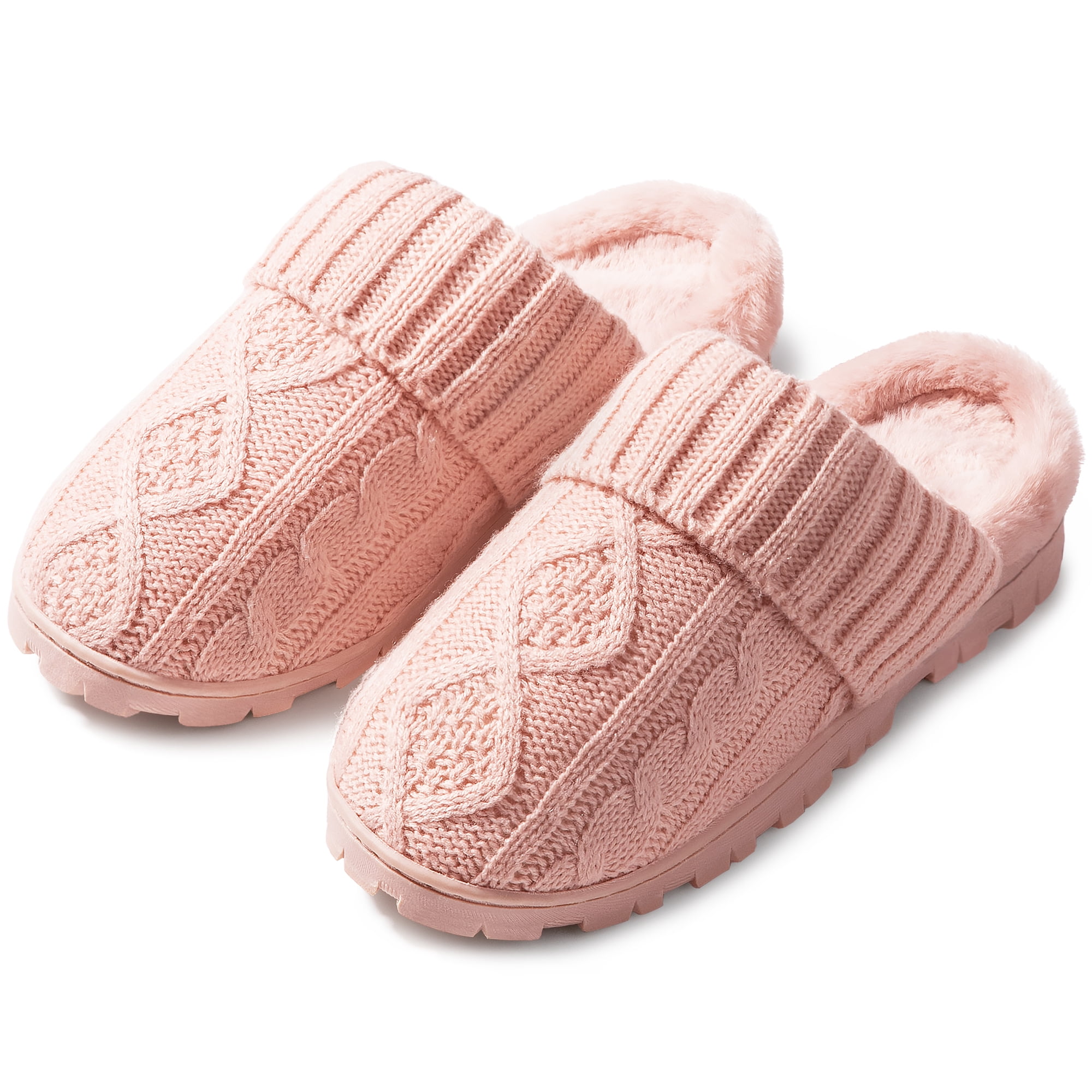 HOMEHOT Women Slippers Warm Fuzzy House Slippers for Women Memory Foam Bedroom Shoes Pink 5-6 ...