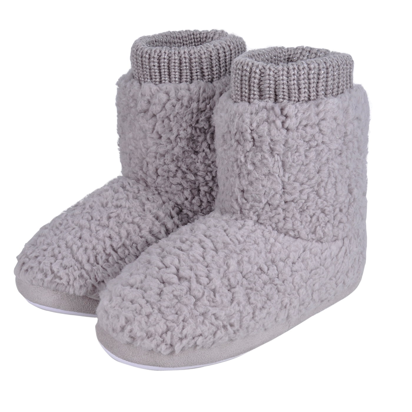 HOMEHOT Women's Fluffy House Shoes, Fur Lined Winter Soft Sole, Cozy ...
