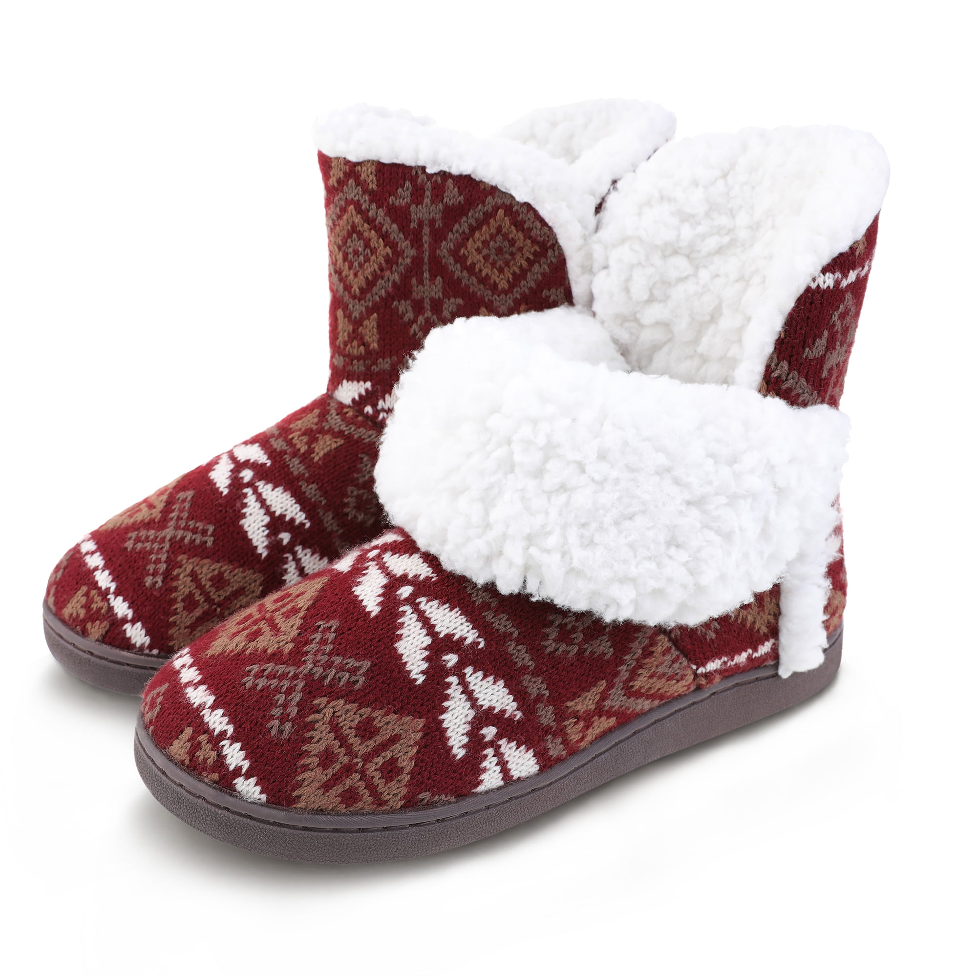 HOMEHOT Women's Winter Bootie Slippers, Warm Faux Fur, Memory Foam ...