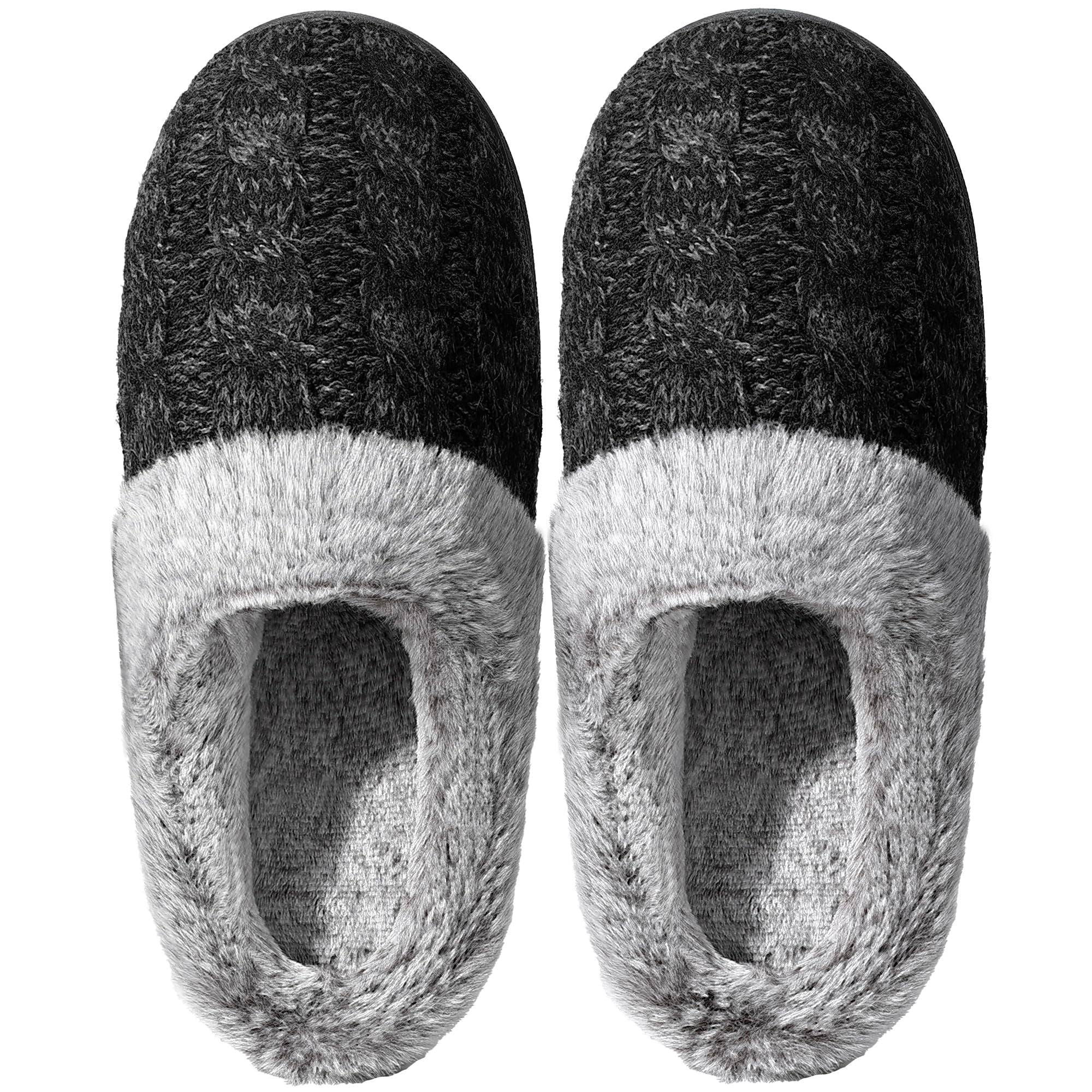 HOMEHOT Womens Fuzzy Slippers Plush Lined Memory Foam Slippers Chenille ...
