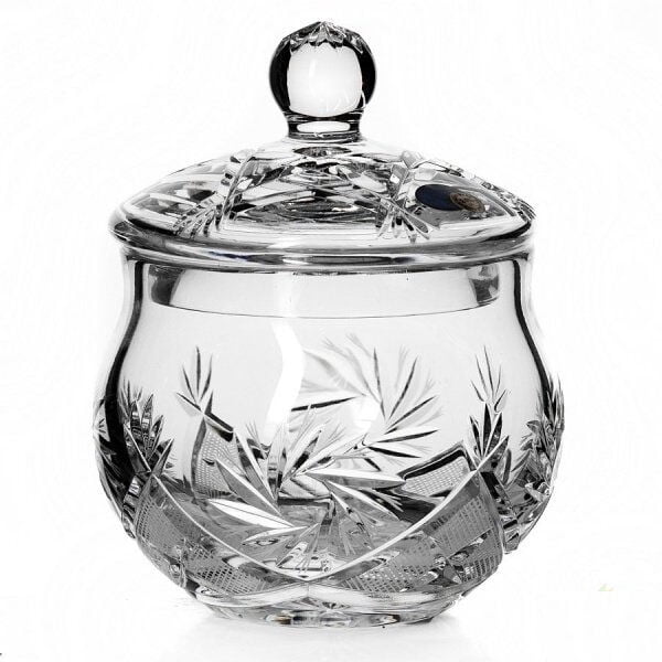 HOMEHUT Elegant Frost Patterns Crystal Jar with Lid Durable Chipping ...