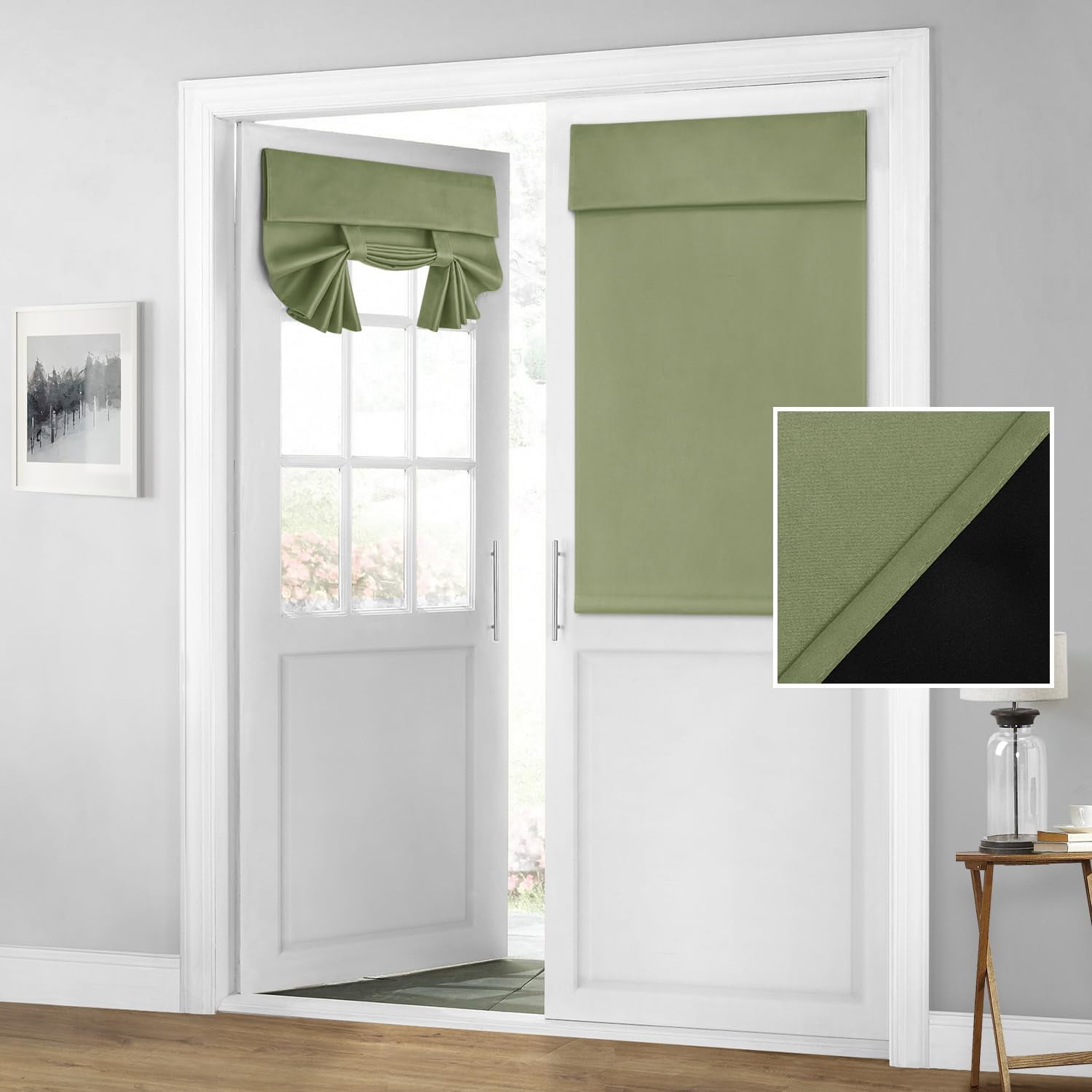 HOMEIDEAS 100% Blackout French Door Curtains, Privacy Door Curtains for ...
