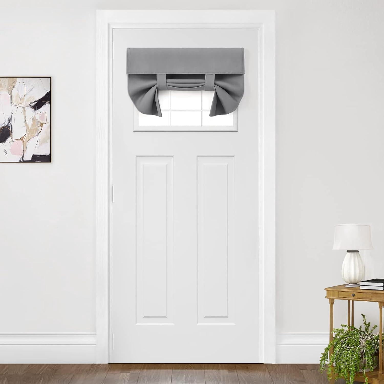 HOMEIDEAS Light Grey Blackout Privacy French Door Curtains, 26 X 20 ...