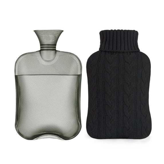HOMEIORA Hot Water Bottle with Knitted Cover, 2L Hot Water Bag, Feet ...