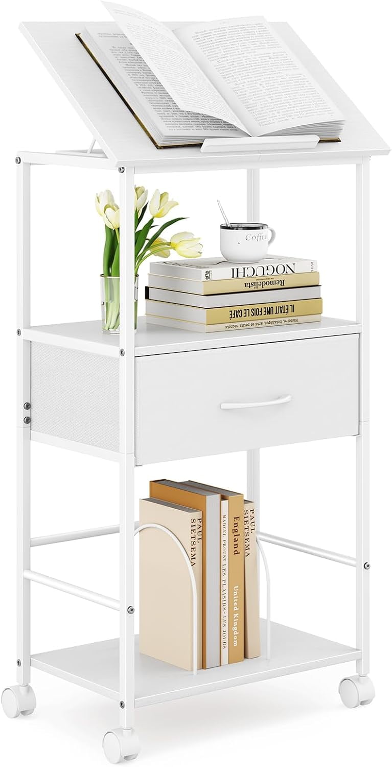 HOMEKOKO 3-Tier Bookshelf with Adjustable Flip Top, Living Room ...