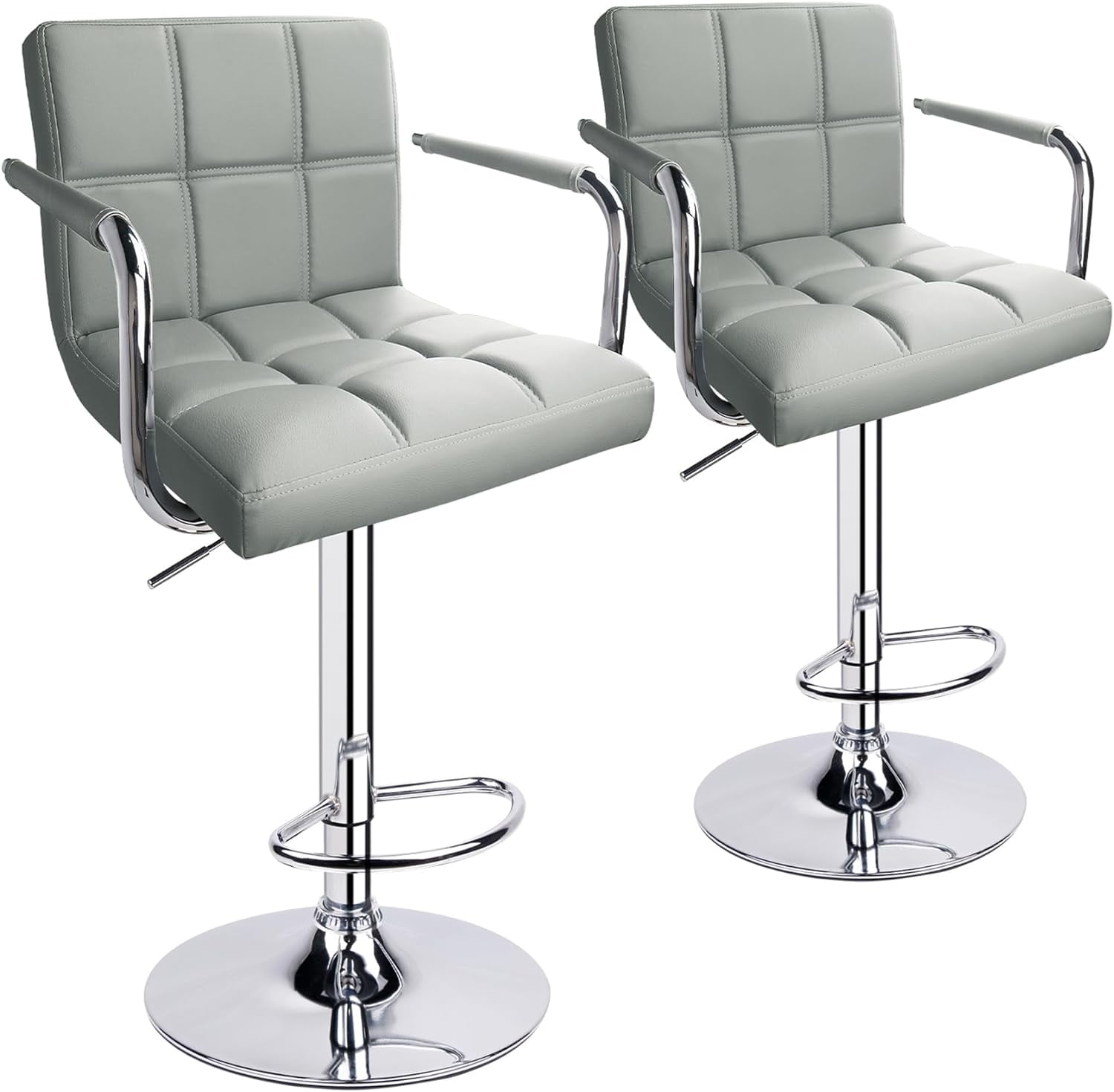 HOMEKOKO Adjustable Bar Stools with Armrest, Square Back Swivel Double ...
