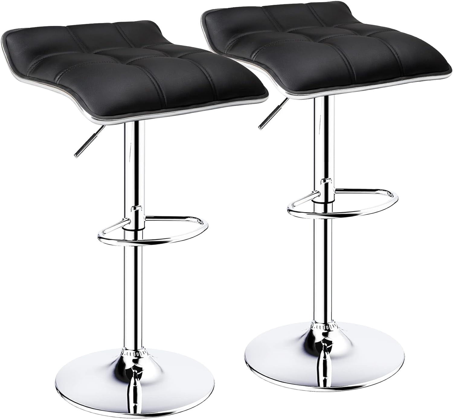 HOMEKOKO Bar Stools Set of 2, Square Backless Adjustable Bar Stools ...