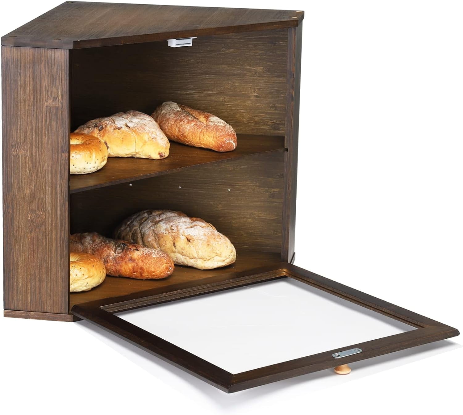 HOMEKOKO Large Capacity Bamboo Bread Box, Double Layer, Kitchen Counter ...