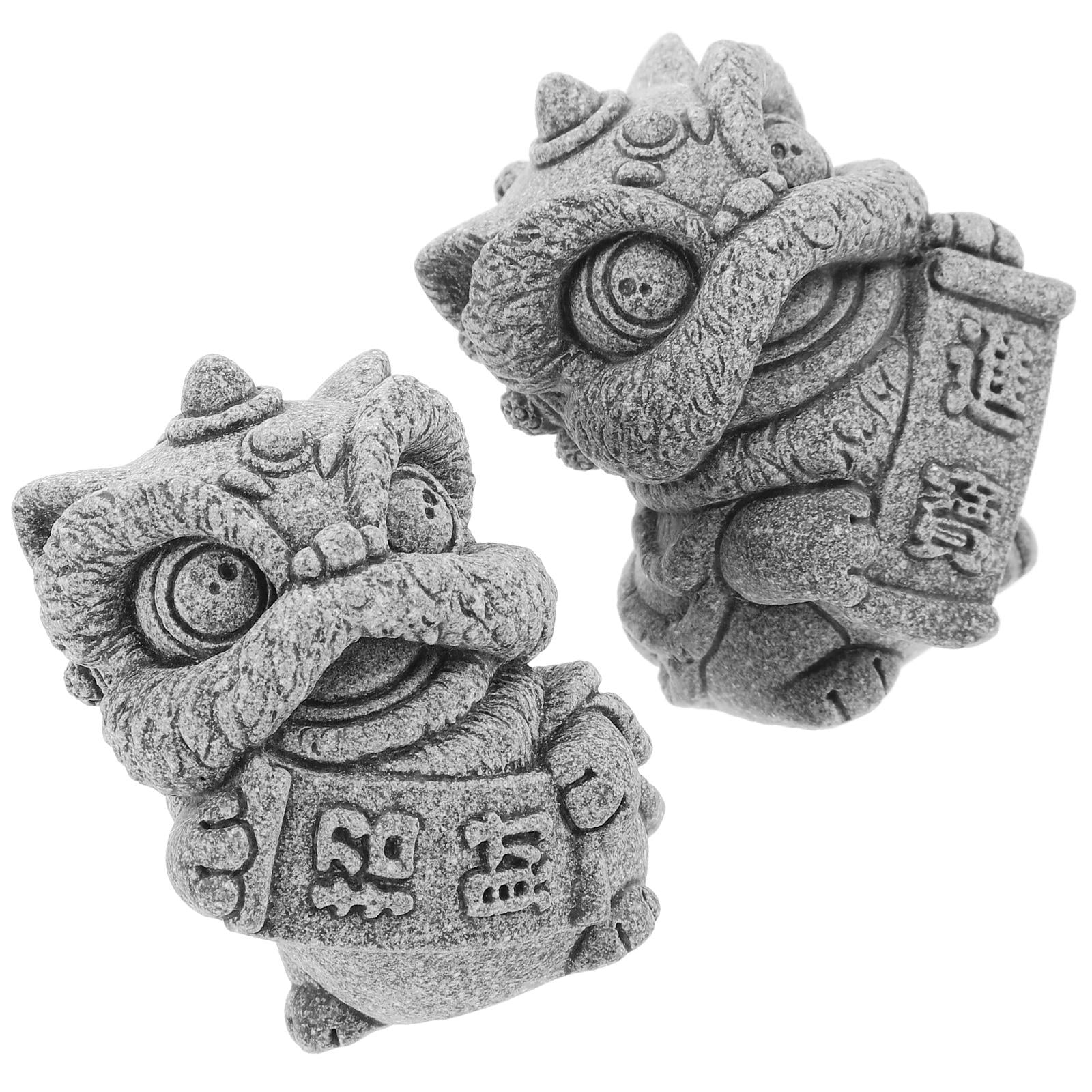 HOMEMAXS 1 Pair Fish Tank Fu Foo Dogs Statues Decorations Japanese Lion ...
