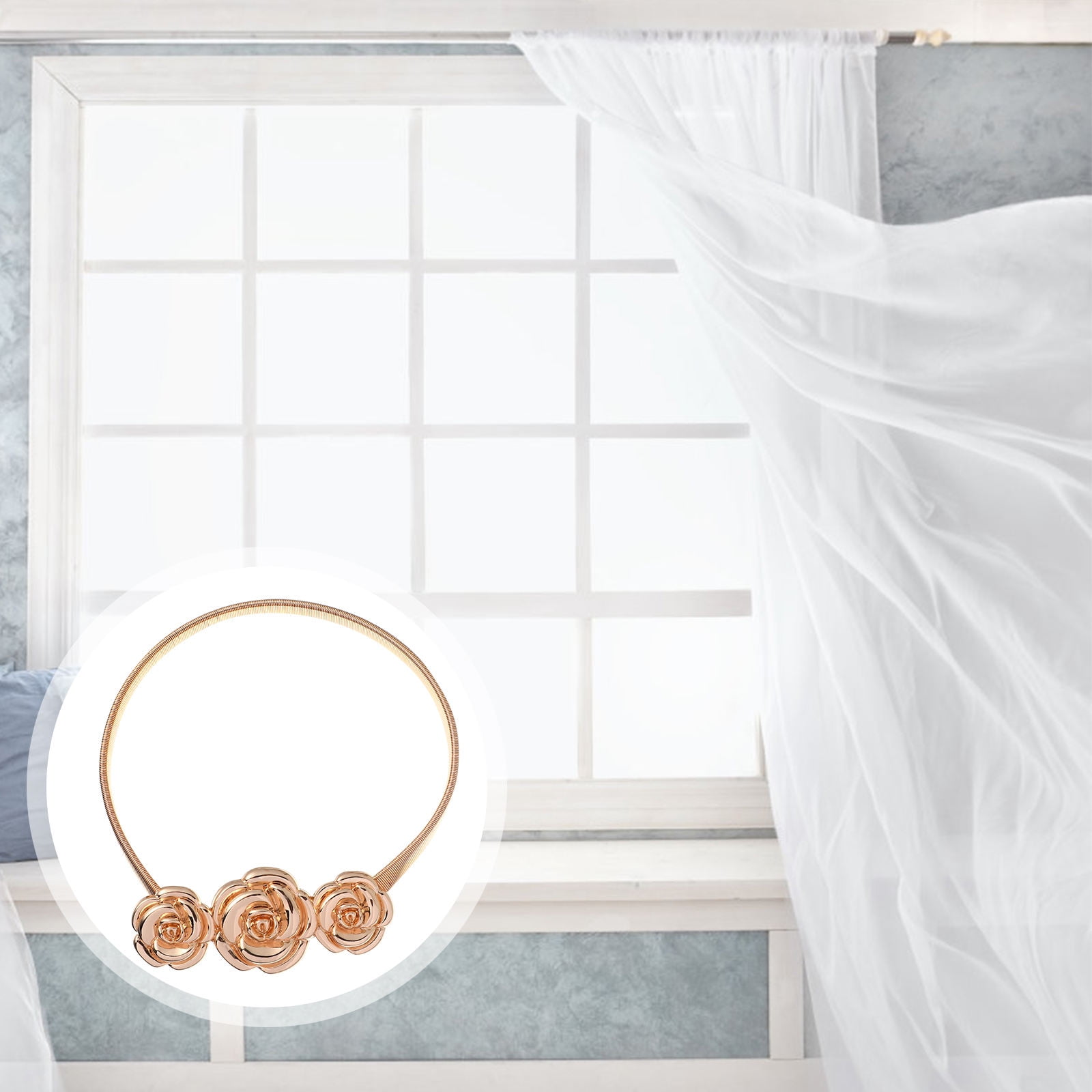 1 Pair Punch-free Metal Curtain Buckles Rose Decorative Curtain ...