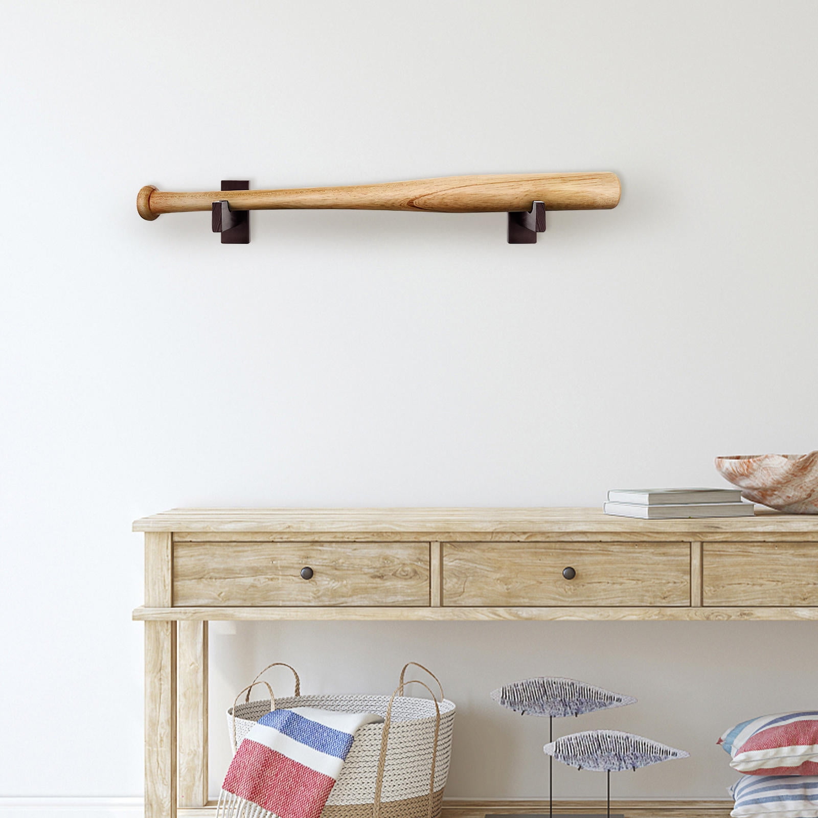 HOMEMAXS 1 Pair Stable Bat Racks Wall Mount Wooden for Baseball Bats ...