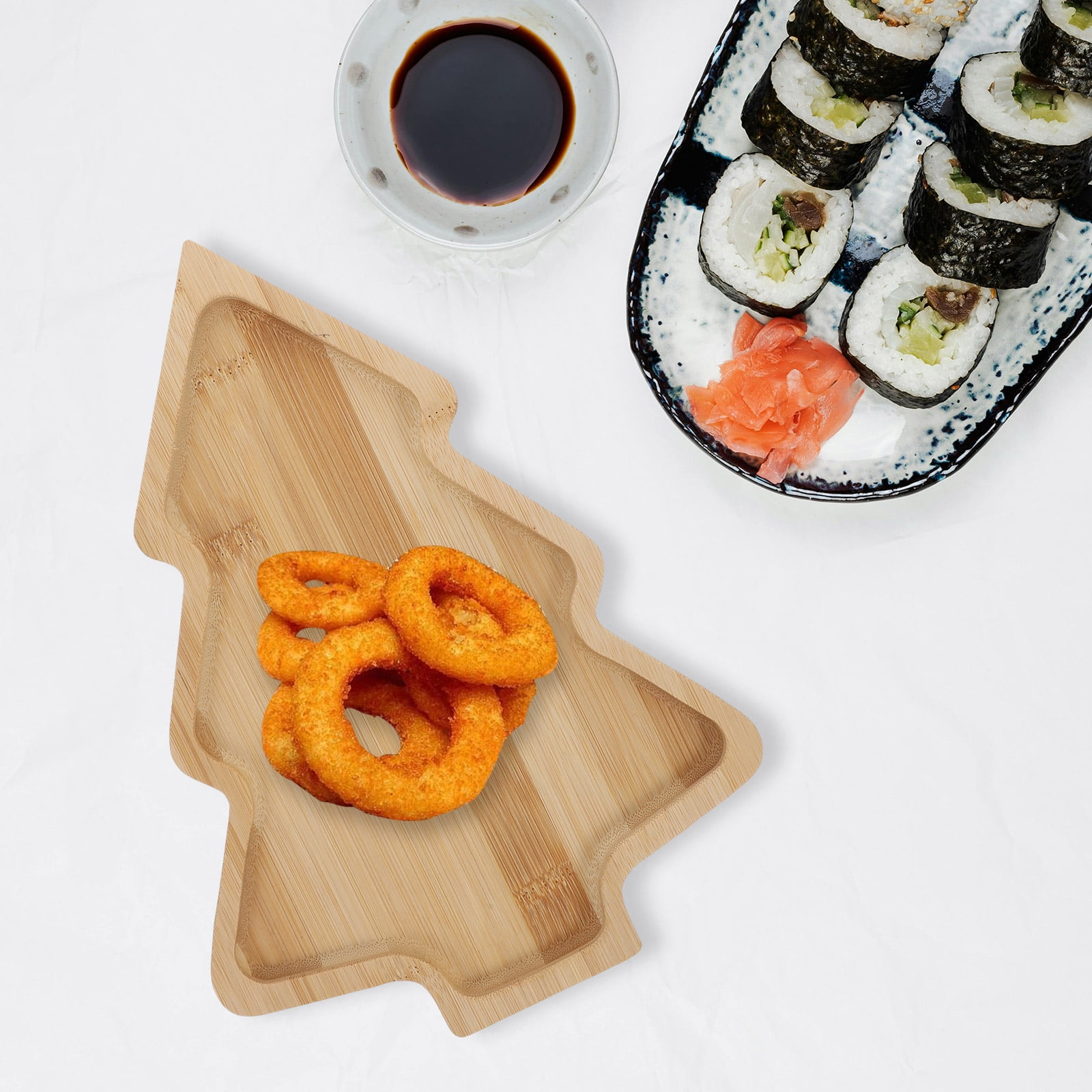 HAMPPLIES Wood Tray Shape Salad Plate Plastic 1 Pc - Walmart.com