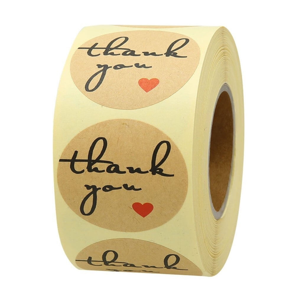 HOMEMAXS 1 Roll 500pcs Scrape Sticker Kraft Paper Thank You DIY Craft ...