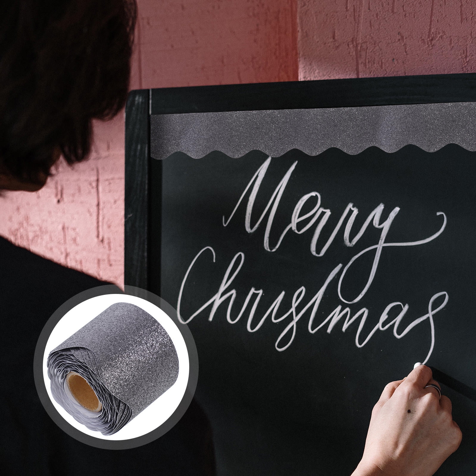 HOMEMAXS 1 Roll Glittery Classroom Blackboard Border Decal Replaceable ...