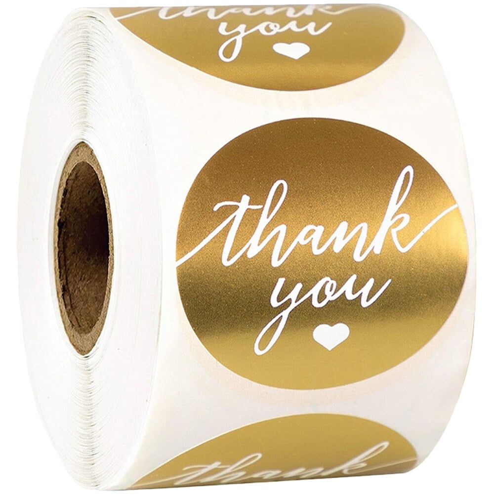 1 Roll Thank You Sticker Golden Thank You Sealing Label Sticker for ...