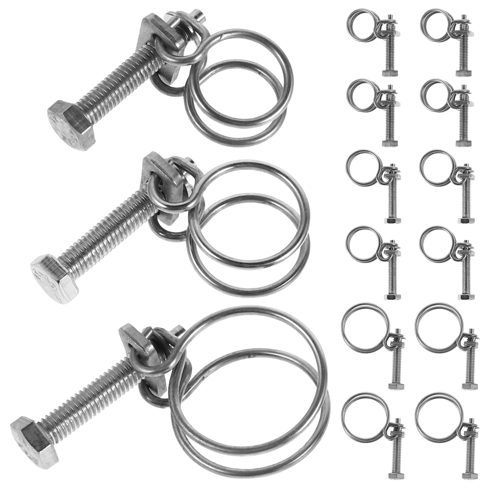 HOMEMAXS 1 Set Adjustable Double Wire Hose Clamp Stainless Steel Pipe ...