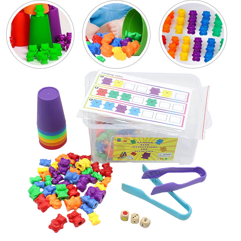 1 Set Counting Bear Beads Baby Mathematics Teaching Aids Rainbow Bear ...