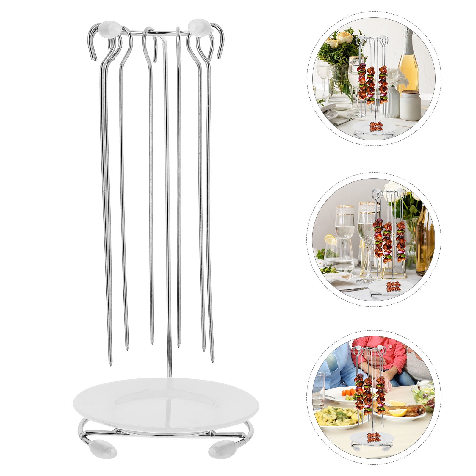 WEUVEB Vertical Skewer Stand Kebab Skewer Stand Silver 1 Set 10.61X5 ...