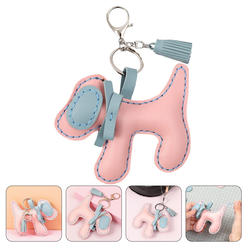 HOMEMAXS 1 Set Keychain Making Material Kit Dog Shaped Keychain Making ...