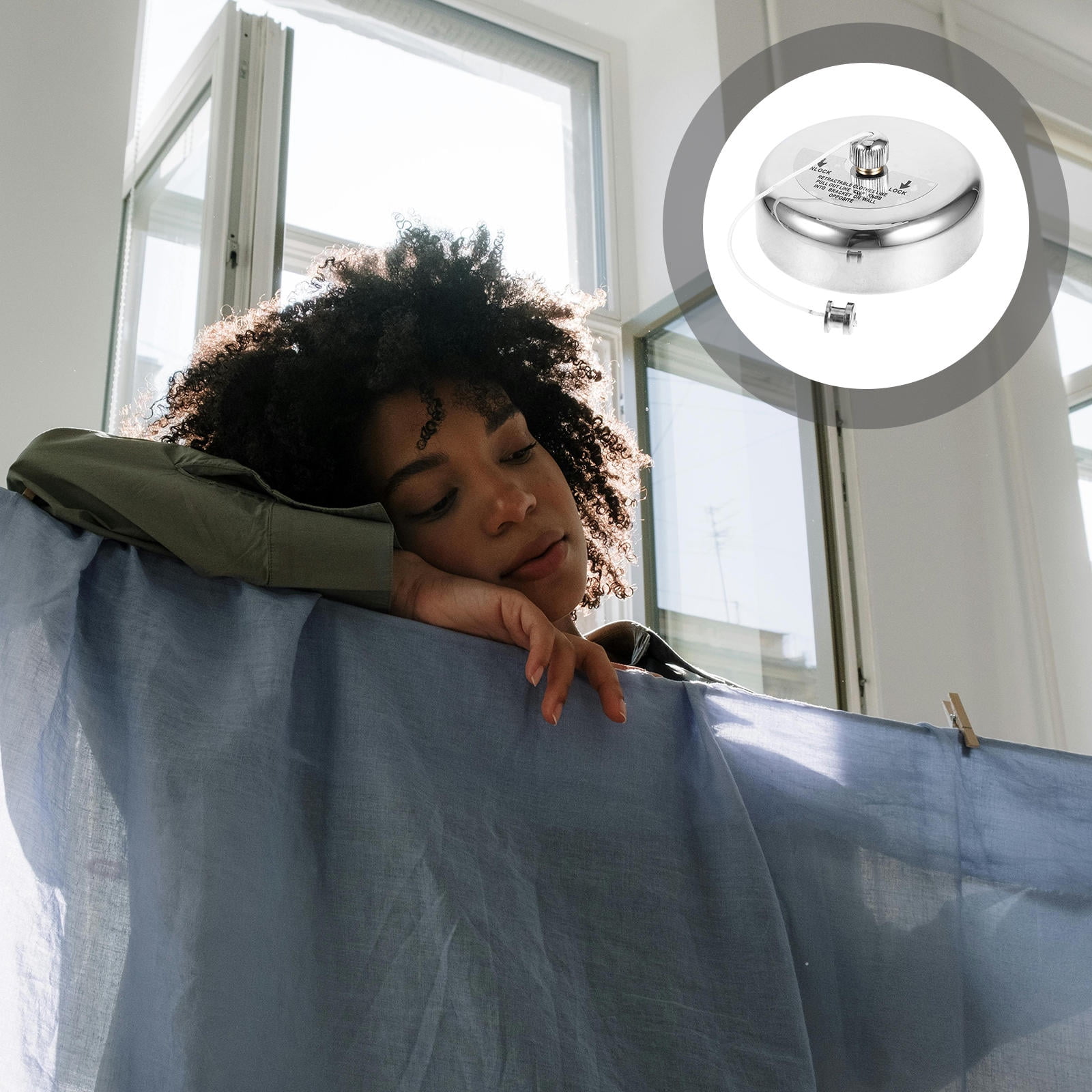 1 Set Metal Retractable Clothesline Drying Rack Heavy Duty Clothes ...