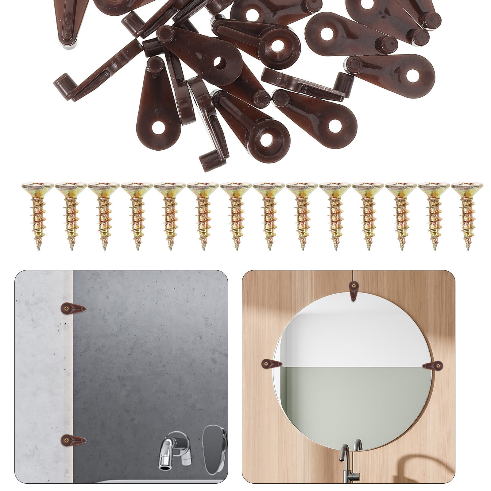 1 Set Mirror Mounting Clips Round Shape Wall-Mounted Mirrors Bracket ...