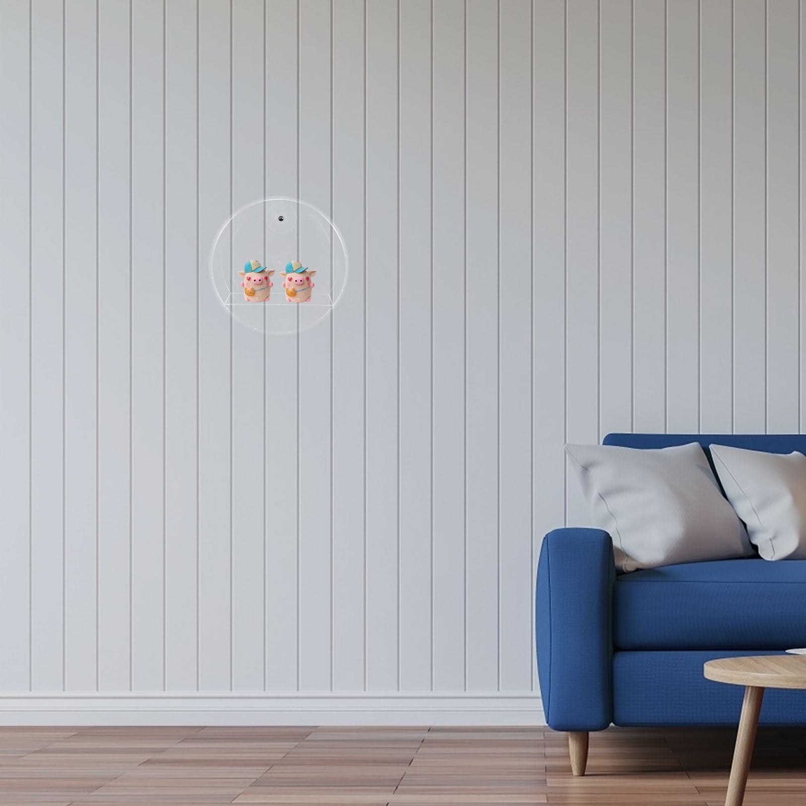 1 Set Round Wall-Mounted Storage Box Round Shelf For Wall Small Clear ...