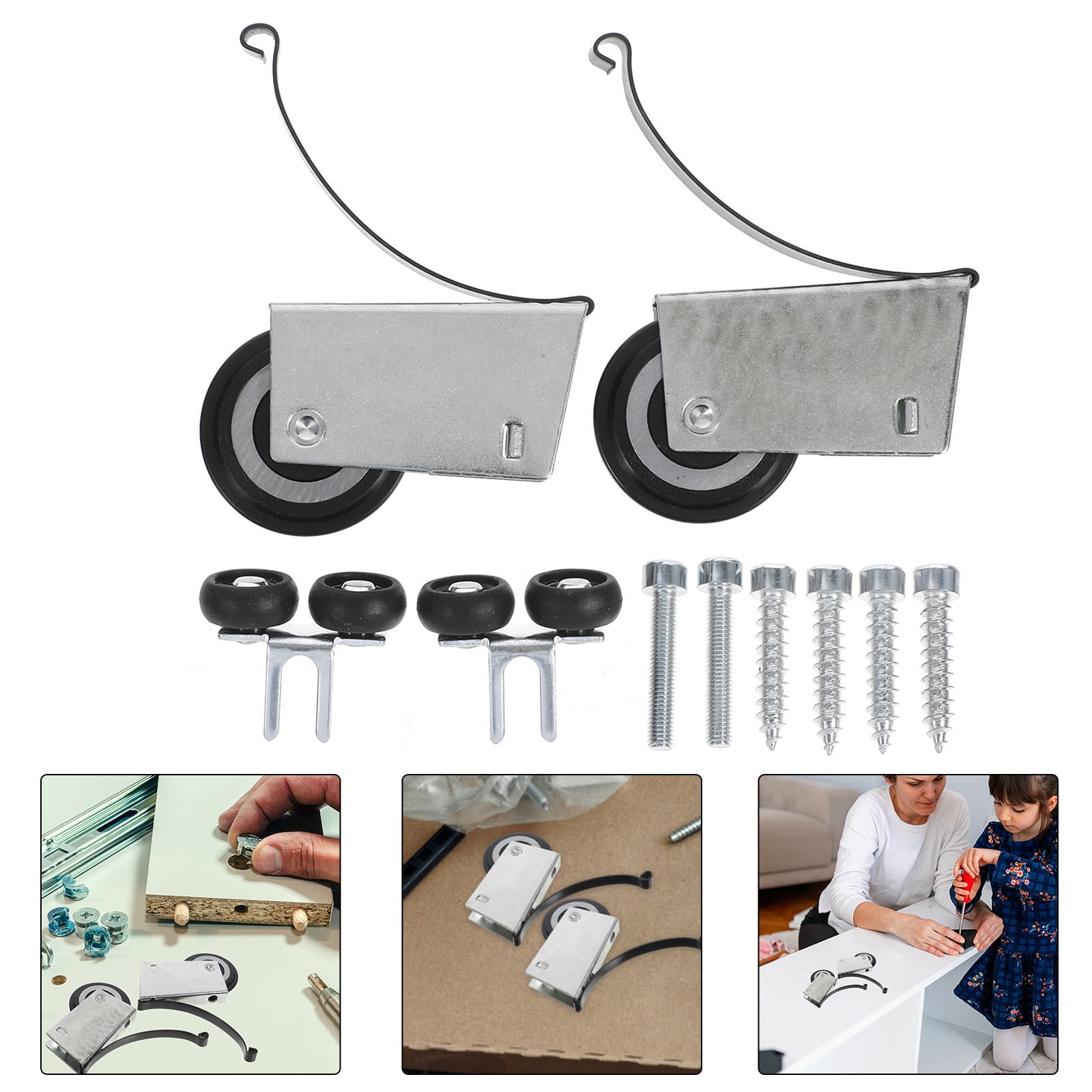 HOMEMAXS 1 Set Sliding Cabinet Door Track Wardrobe Wheel Wardrobe Door ...