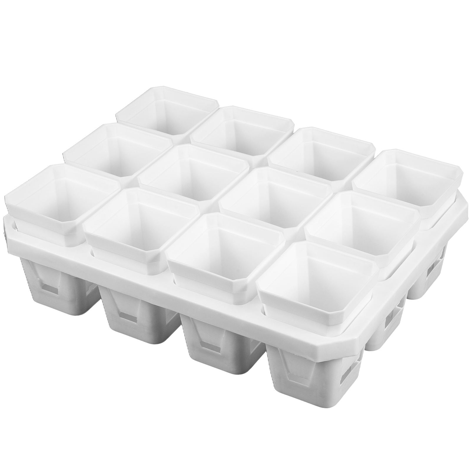 12 Pots Minimalist Style White Plastic Square Pots for Plant Lovers ...