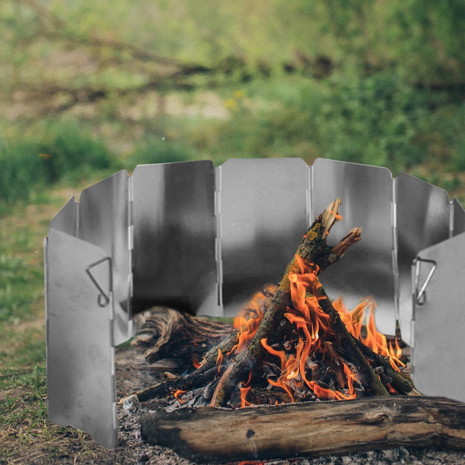 HAMPPLIES Camping Gas Stove Wind Protector Silver 1 Set 12 Pieces 39 ...