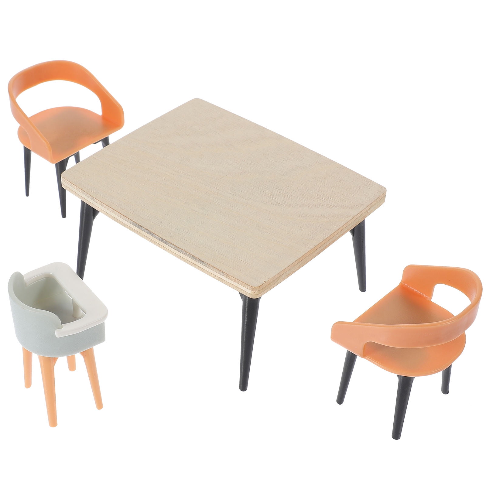 HOMEMAXS 1 Set of Mini Wooden Dining Table Chair Set Doll House Mini ...