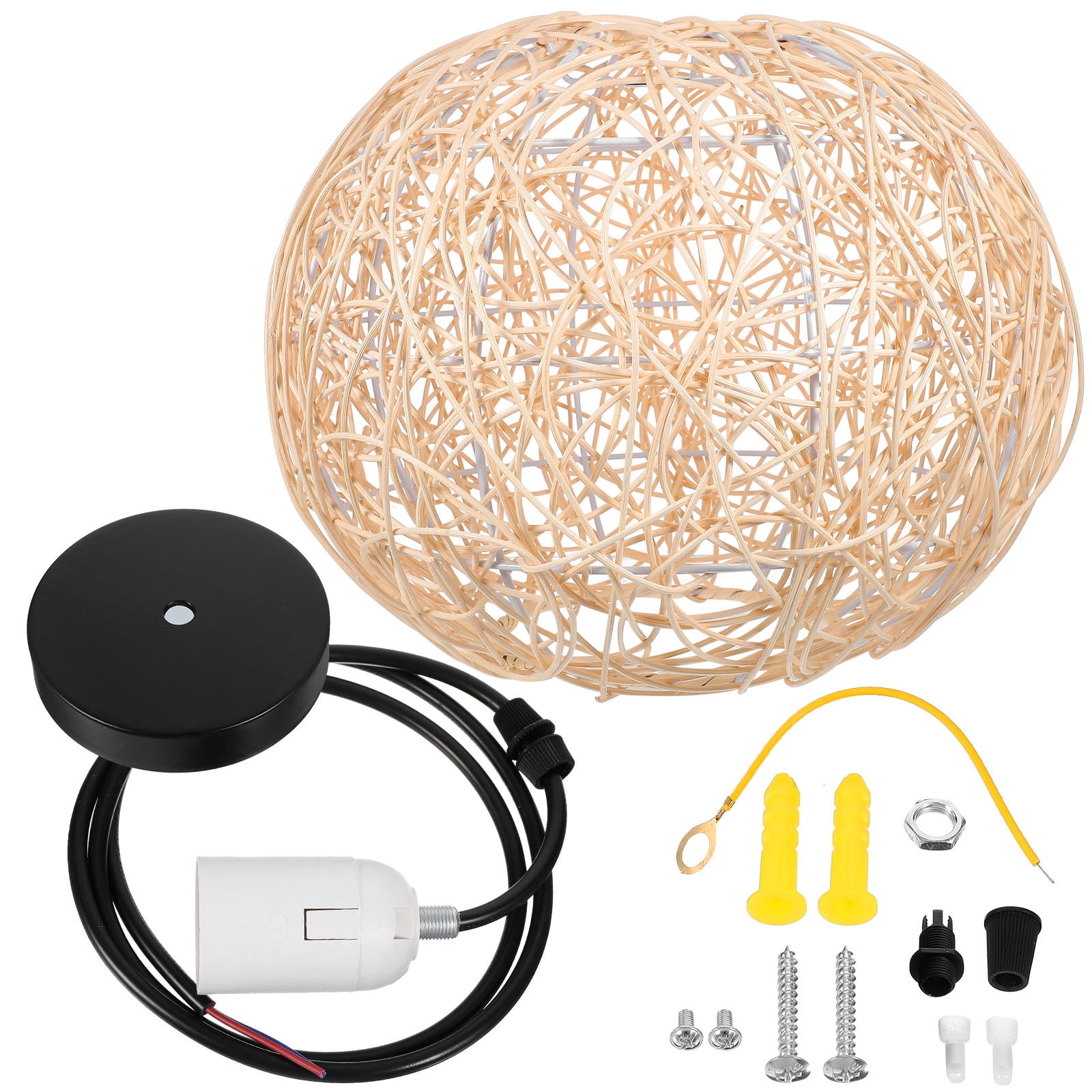 HOMEMAXS 1 Set of Rattan Pendant Lamp Covering Woven Chandelier Rustic ...