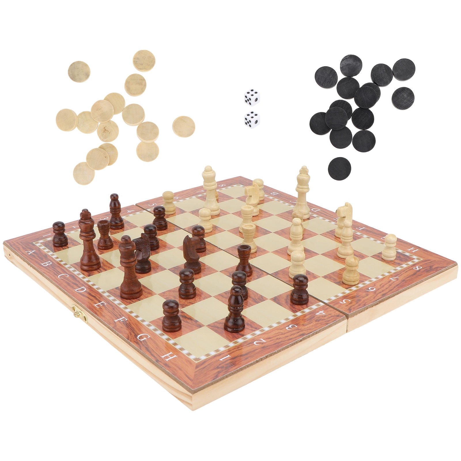 1 Set of Wooden Chessboard Game Toy Family Game Plaything Chess Playset ...