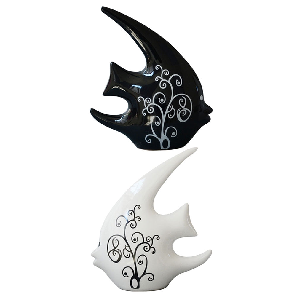 HOMEMAXS 1 pair of Tabletop Fish Statue Home Fish Decor Ceramic Fish ...